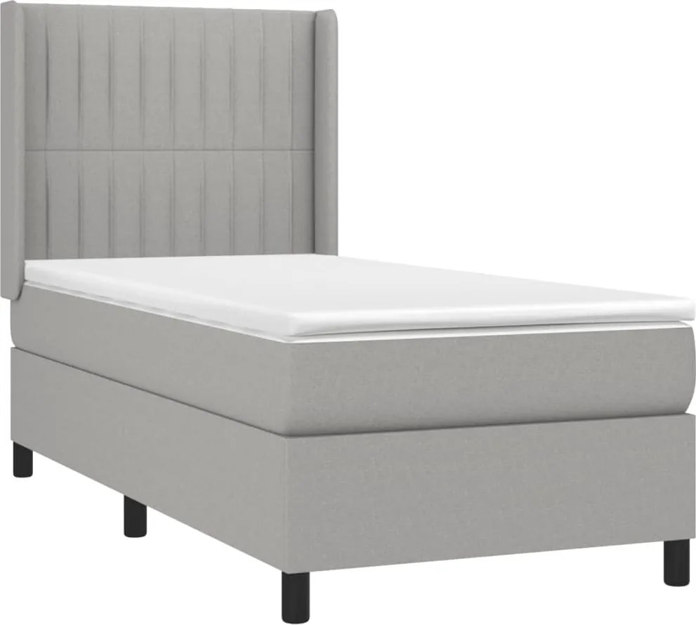 Box spring postel s matrací a LED světle šedá 90x200 cm textil 3138445