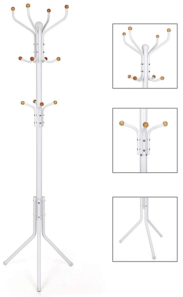 SONGMICS Kovový věšák na oblečení 182cm bílý