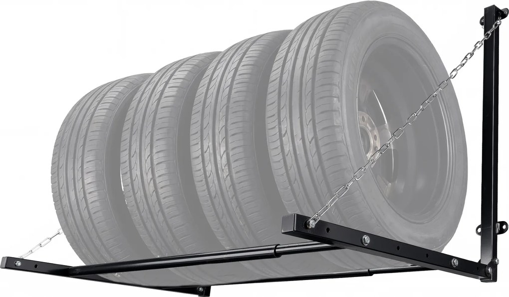Držák pneumatik Wiltec – 130 kg, černá (51484)