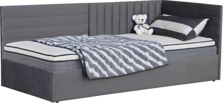 Kondela Postel s roštem, 90x200, šedá Velvet látka, MEVIA