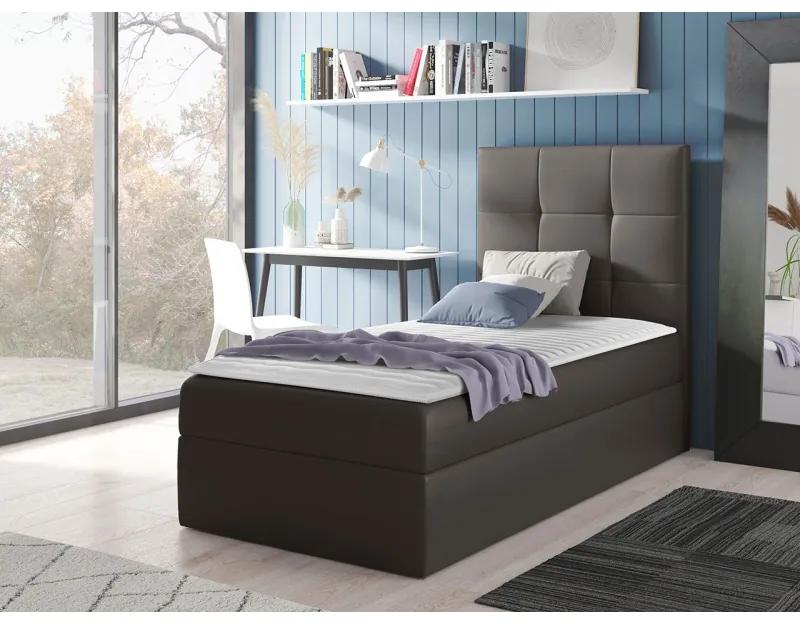 Kontinentální jednolůžková postel Kanvar 2, Strana: levá, Rozměr postele: 90x200, Barva:: ekokůže Soft 011 (černá)