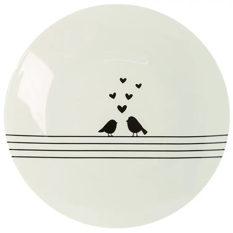 Porcelánový jídelní talíř s ptáčky Love Birds – 26x2 cm