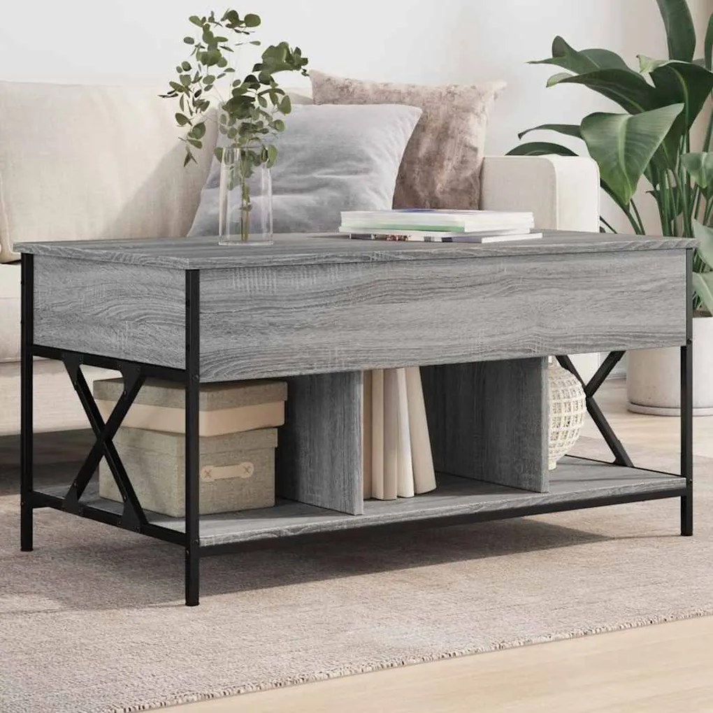 vidaXL Konferenční stolek šedý sonoma 100 x 55 x 50 cm kompozit a kov