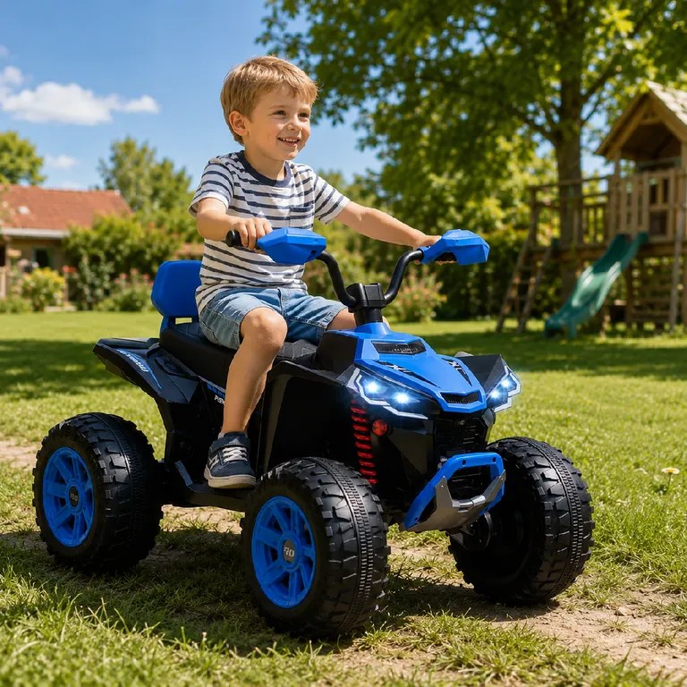 AIYAPLAY Dětský elektro quad, 24V elektrické vozidlo se 4 koly, světlomet, USB port, MP3 funkce, 6,5 km/h, 3-8 let 370-412V90BU