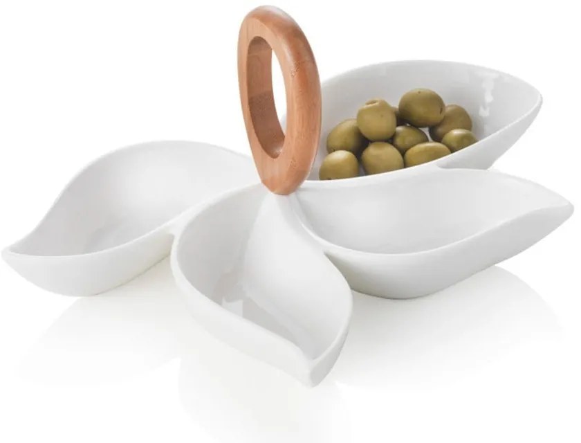 Bílá porcelánová/bambusová servírovací servírovací sada – Brandani