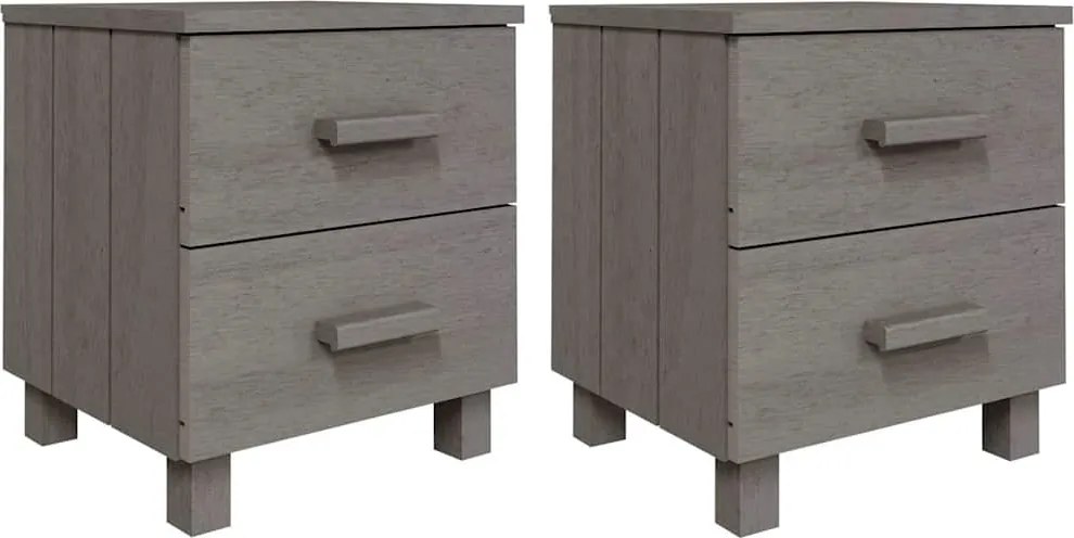 Noční stolky HAMAR 2 ks světle šedé 40x35x44,5 cm masivní dřevo 340411