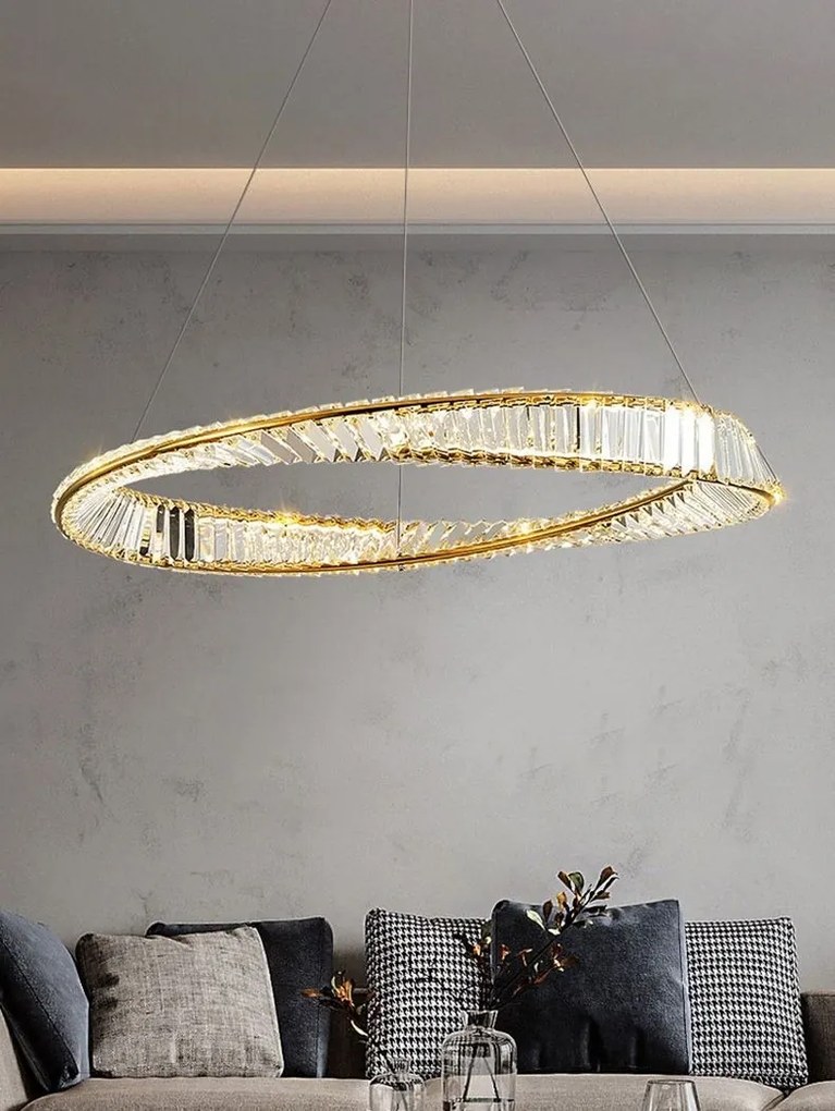 Křišťálový závěsný LED lustr APP1202-CP 78 cm zlatý/neutrální bílá