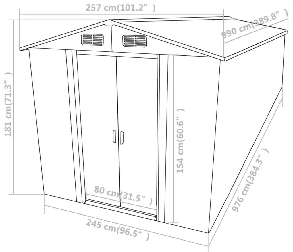 vidaXL Zahradní domek antracitový 257x990x181 cm pozinkovaná ocel