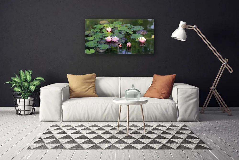 Obraz na plátně Vodní Lilie Rybník Příroda 125x50 cm