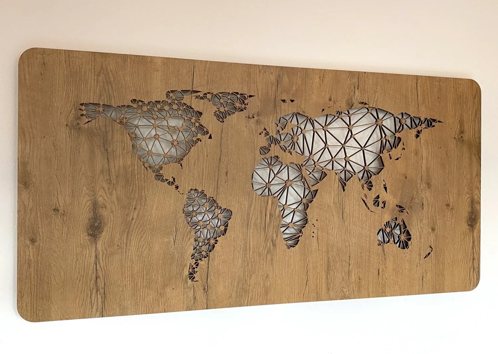 Li-Go "Mapa světa" světelný obraz s baterií 120x60cm varianta ovládání: manuál/pohybové čidlo, provedení povrchu: jedle