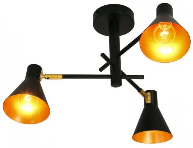Černo-zlatý závěsný lustr Less pro žárovku 3x E14  - Candellux
