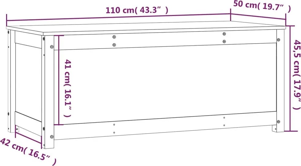 vidaXL Úložný box 110 x 50 x 45,5 cm masivní borové dřevo [823543] Barva: Černá