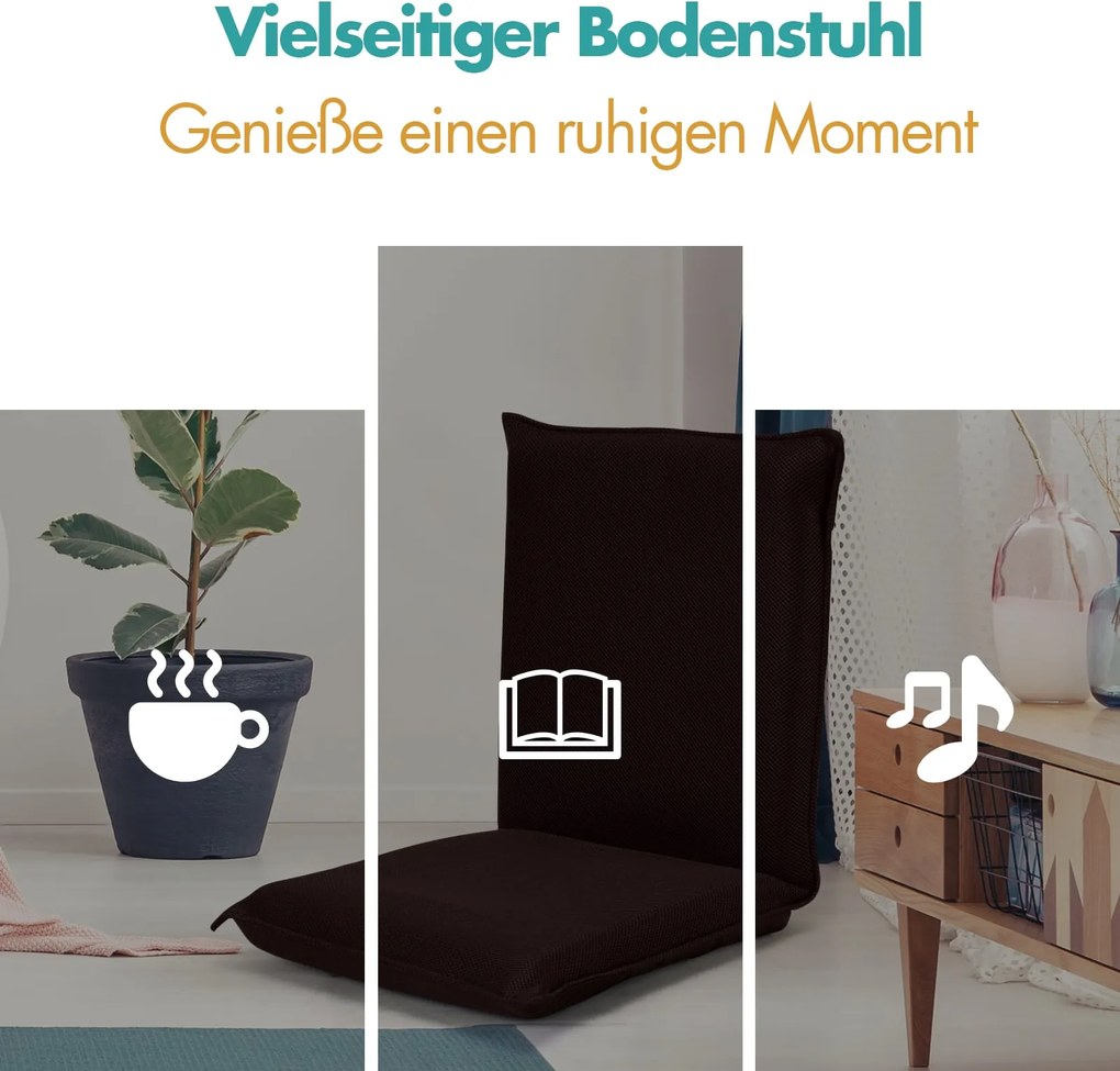 Costway Floor sofa podlahové křeslo s 6-úrovňovým nastavitelným opěradlem