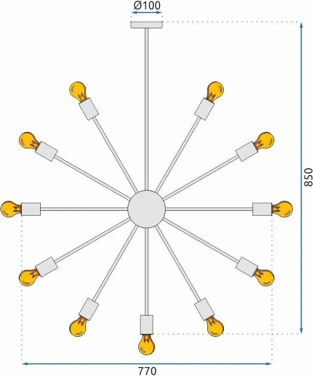 Toolight - Závěsné stropní svítidlo 18xE27 APP259-18C, černá, OSW-00644