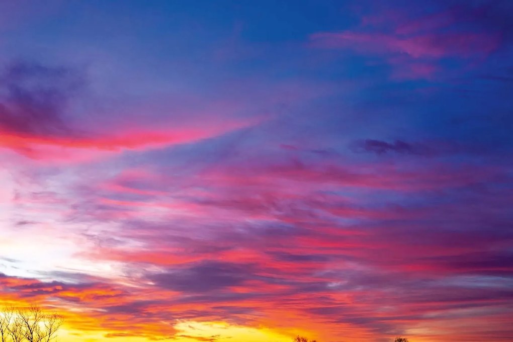 DIMEX | Samolepicí vliesová fototapeta na zeď Růžová obloha MA-5-2310 | 375 x 250 cm | modrá, červená, fialová, žlutá, růžová