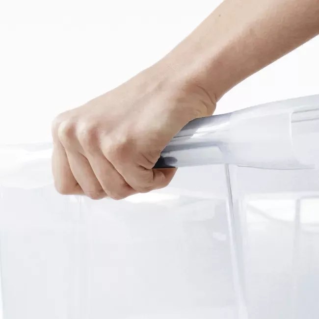 Rotho Univerzální úložný box, krabice s víkem, EVO, transparent - 58x39x28, 44l