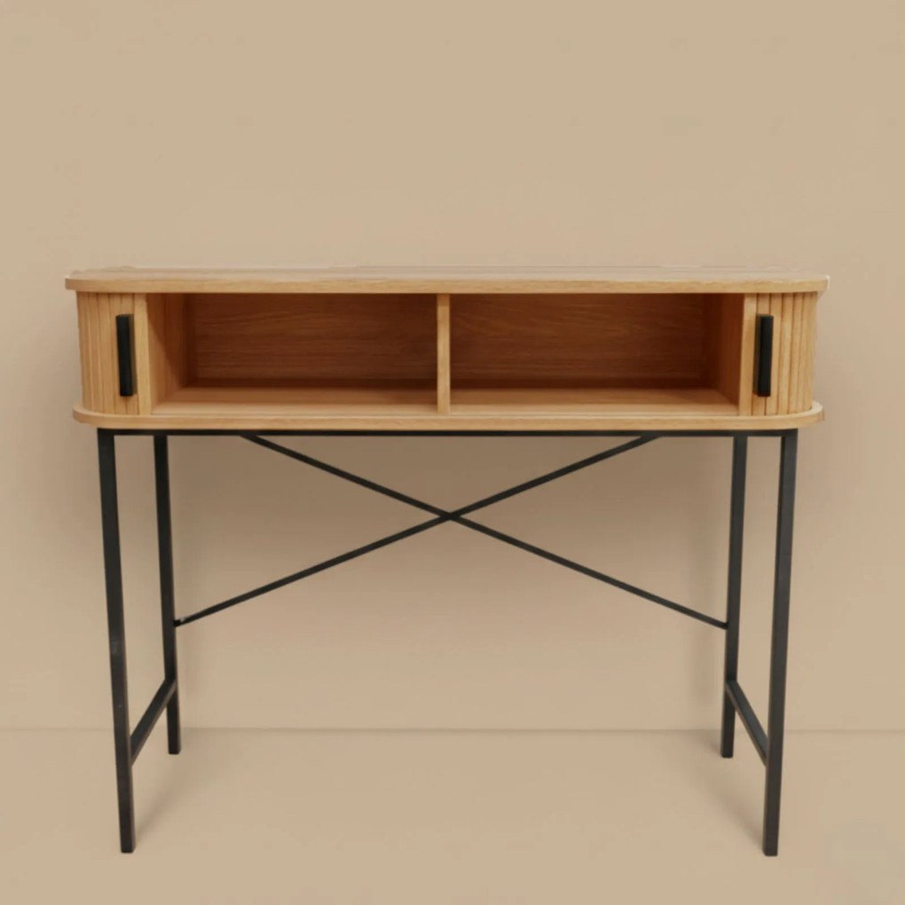 Konzole SCAVA s posuvnými dveřmi, drážkovaná, 100 x 35 x 80,5 cm