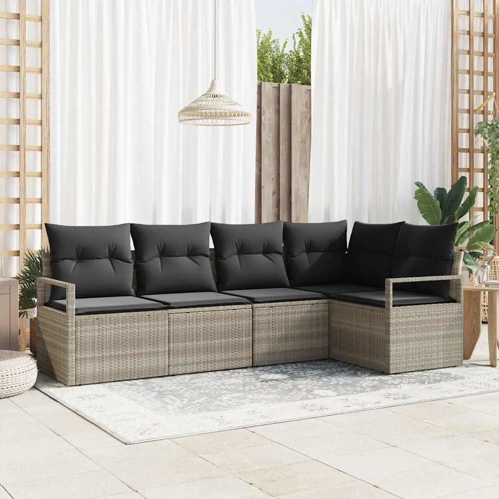 Set pohovek 5 ks Světle šedá polyratan 3346382