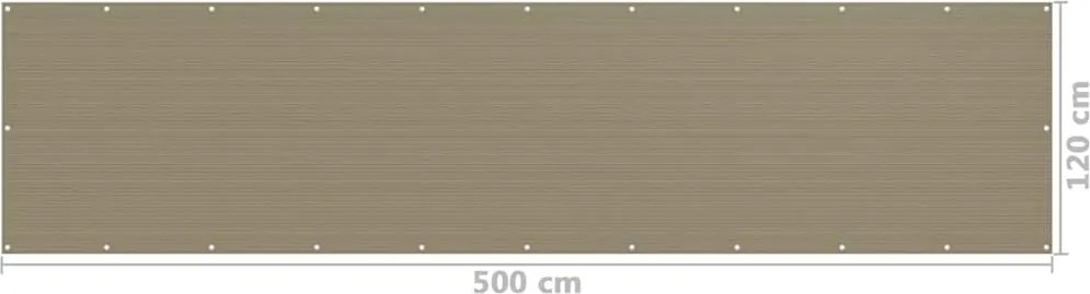 Balkonová zástěna taupe 120 x 500 cm HDPE 310966