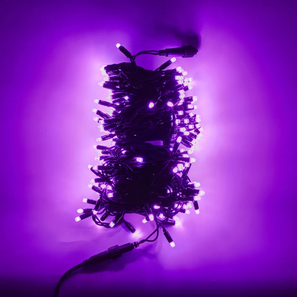 Easy Fix RGB LED světelný řetěz, 20 m, venkovní, 200 diod, černý kabel, IP67