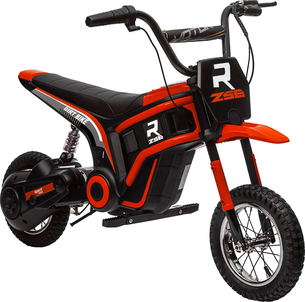 HOMCOM Elektrická Motorka pro Děti s Motorem 24V 350W, Rychlostní Mód 8-16 KM/H, 12-Palcové Pneumatické Pneumatiky, Elektrická Motorka s Hudebními Svě