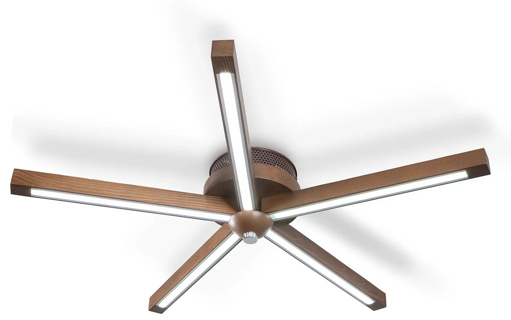 Light for home - Dřevěný LED lustr přisazený ke stropu 40705 " Star", LED 56 W Max 4000 K, hnědá, přirozený ořech
