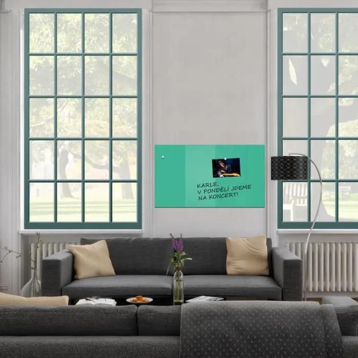 Zelená smaragdová skleněná magnetická tabule nalepovací na zeď Smatab® - 40 × 60 cm