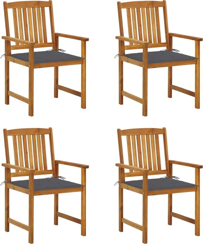 vidaXL Zahradní židle s poduškami 4 ks masivní akáciové dřevo [3061186] Barva: Zelená