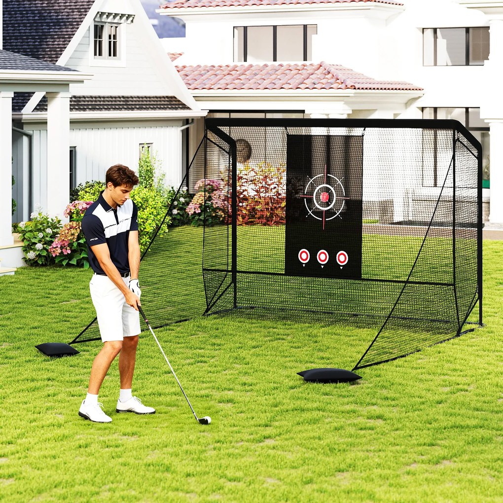Costway Golfová síť Golfová tréninková síť s terčem – 326 × 305 × 225 cm