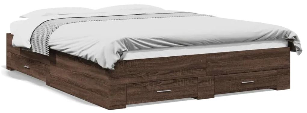 Rám postele se zásuvkami hnědý dub 140x200 cm kompozitní dřevo,  3280390