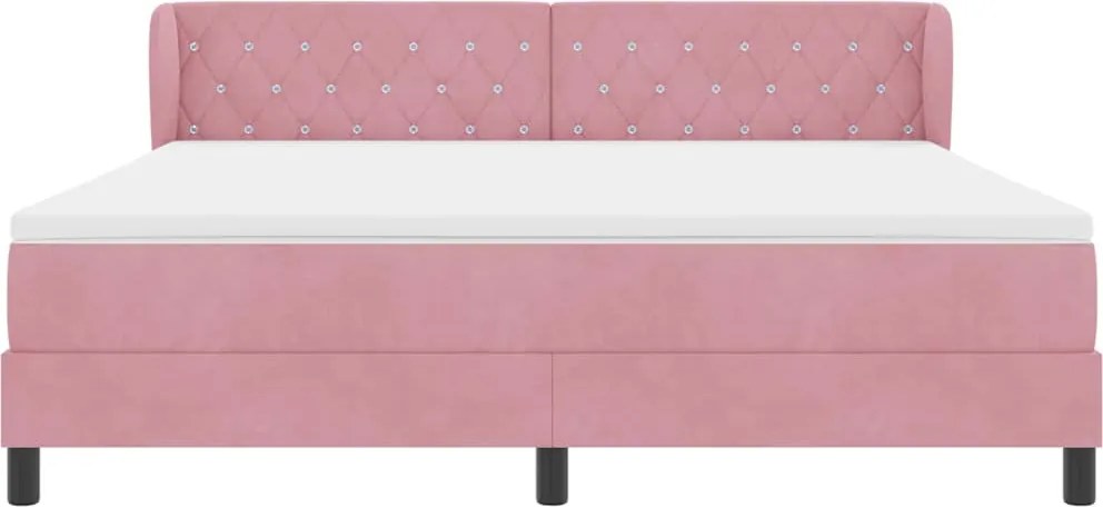 Postel s boxspringem s čelo Růžová 180 x 200 cm samet 3340351