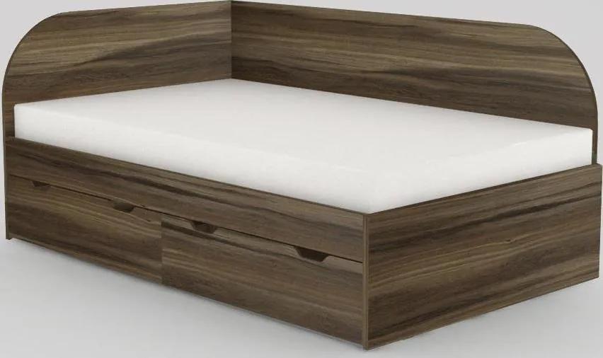 Dřevona - Elitte Dětská postel REA GARY 120x200 s úložným prostorem, levá, OŘECH ROCKPILE