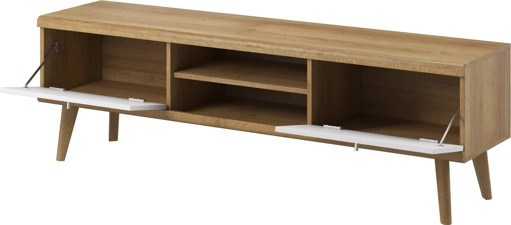 PSK Televizní stolek PORO, Dub Riviera/Bílá 160 cm