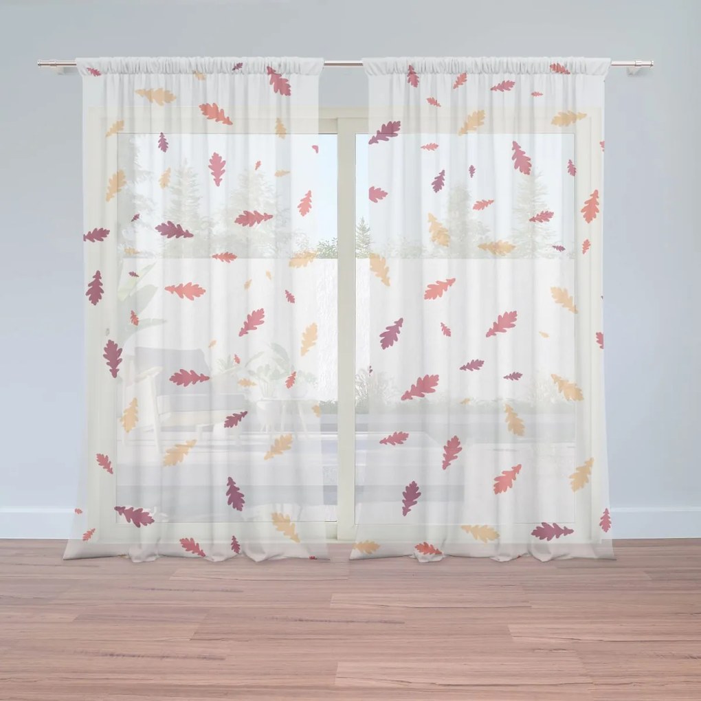 Sablio Záclony Barevné podzimní listí: 2ks 150x250cm