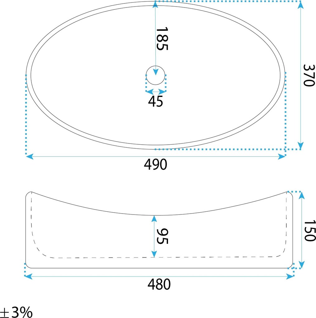 Rea Dream, umyvadlo na desku 490x360x150 mm, béžová-bílá, REA-U0635