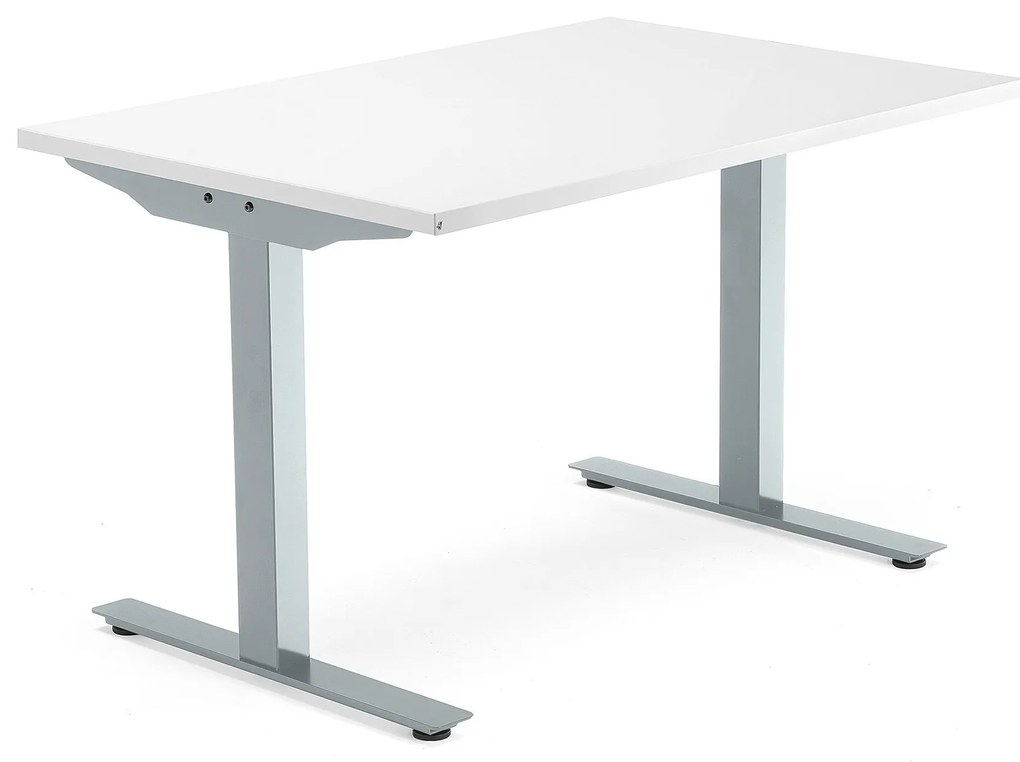 AJ Produkty Psací stůl MODULUS, T-nohy, 1200x800 mm, stříbrný rám, bílá