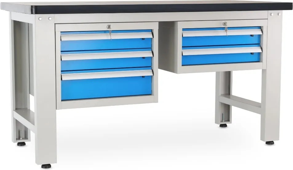 Dílenský stůl Solid MDF-32, 150 cm, 2 závěsné boxy, černá
