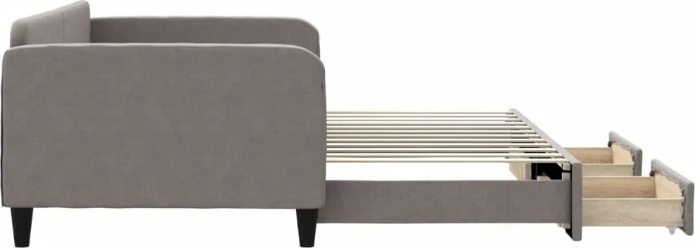Válenda s přistýlkou a zásuvkami taupe 100 x 200 cm textil 3196860
