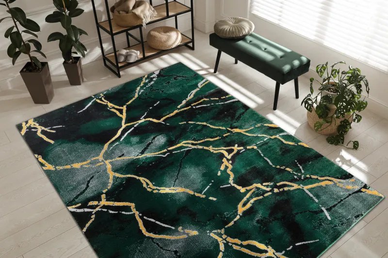 Dywany Łuszczów, Kusový koberec Emerald 1018 green and gold, 180x270, zelená, kancelář