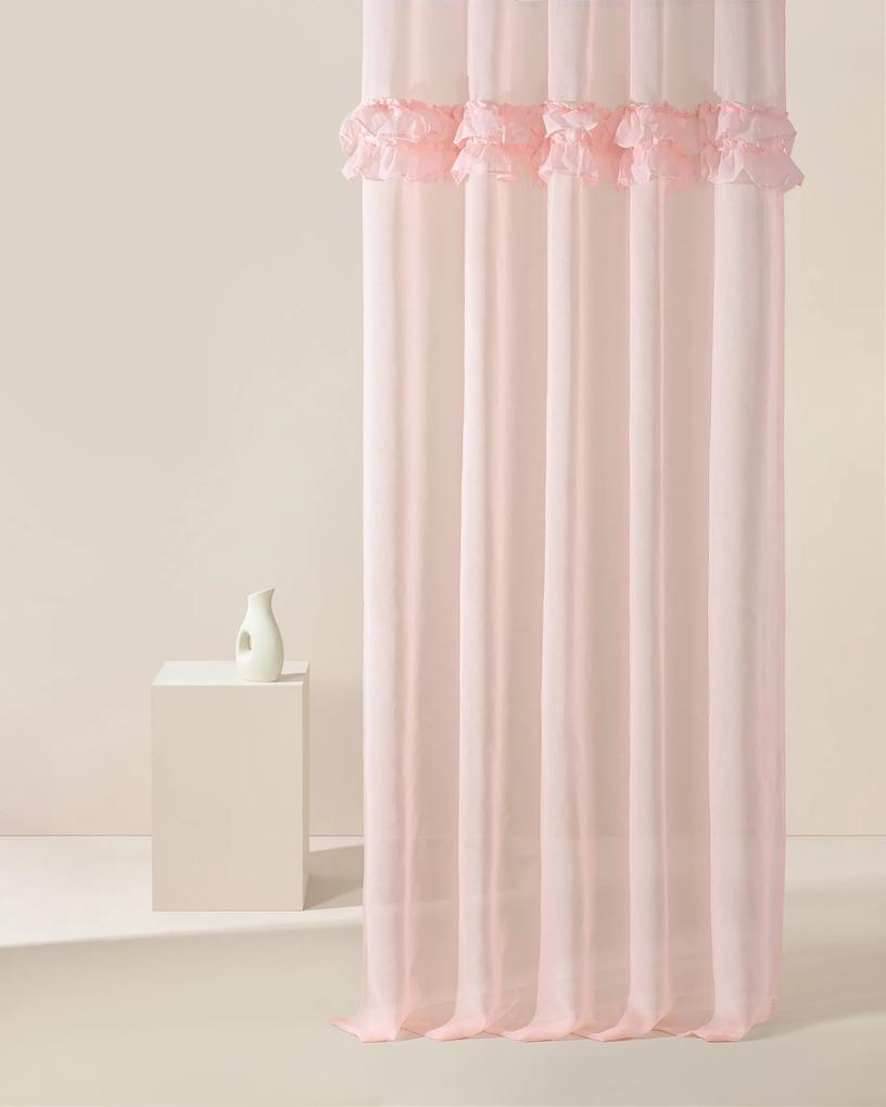 Room99 Záclona na pásce Frilla s volánky Jednobarevná Barva: Světle růžová, Velikost: 140 x 250 cm