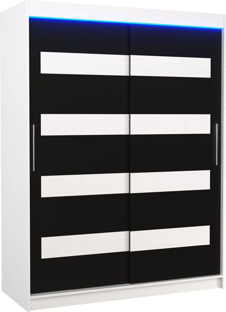 ADRK Furniture Posuvná skříň s lacobelem a LED osvětlením MARTINEZ 150 ADRK-SW-MAR-WBWL-150-L