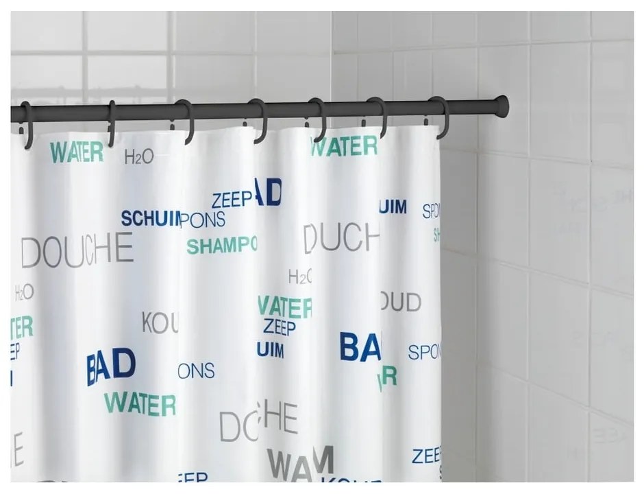 Černá teleskopická tyč na sprchový závěs Wenko Shower Curtain Rod