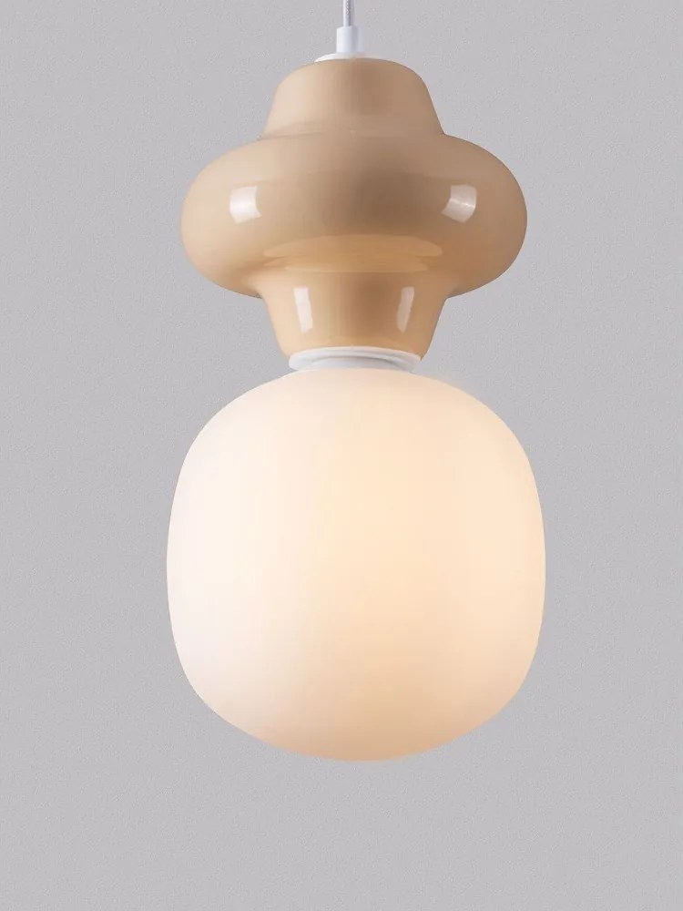 Bílé/krémové keramické závěsné svítidlo se skleněným stínidlem ø 18 cm Clio – Nova Luce