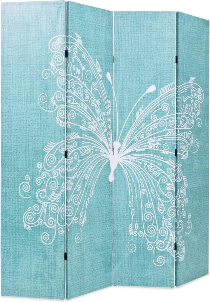 Skládací paraván 160 x 170 cm motýl modrý 245886