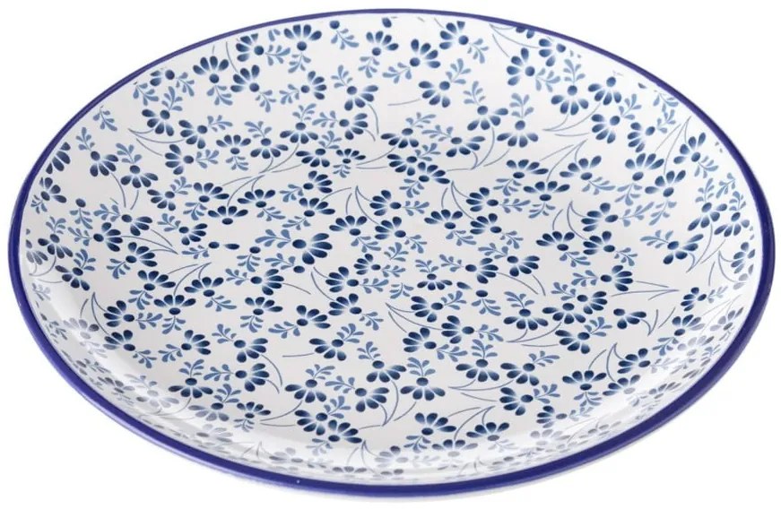 Modro-bílý talíř Unimasa Meadow