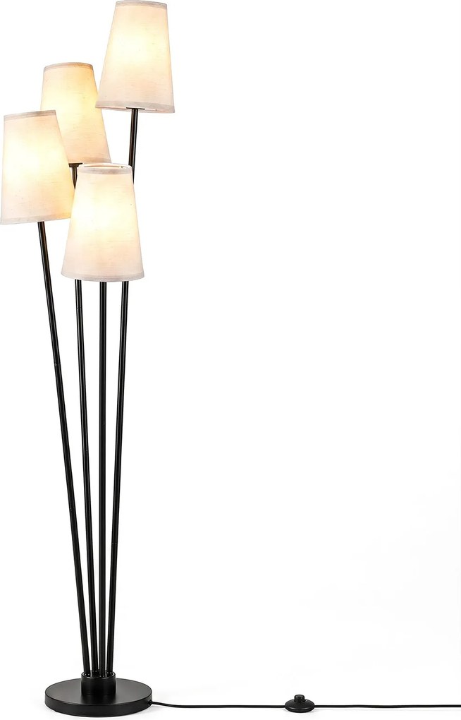 Costway 4-plamenová stojací lampa s nožním spínačem a 4 stínidla Moderní stojací