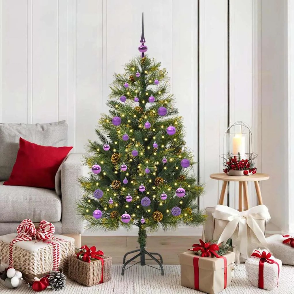Umělý sklopný vánoční stromeček s kužely Zelená 150 cm 3395086