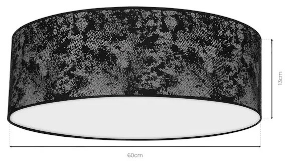 Stropní svítidlo Satino Round, 1x černé/stříbrné textilní stínítko, (bílé plexisklo), (fi 60 cm)
