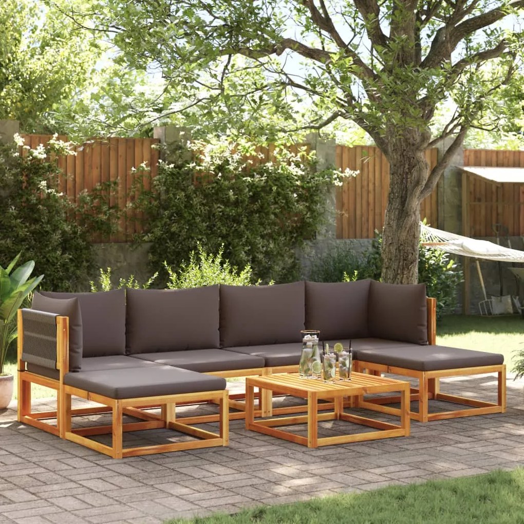 7dílná zahradní sedací souprava s polštáři, akácie a provaz 3278839