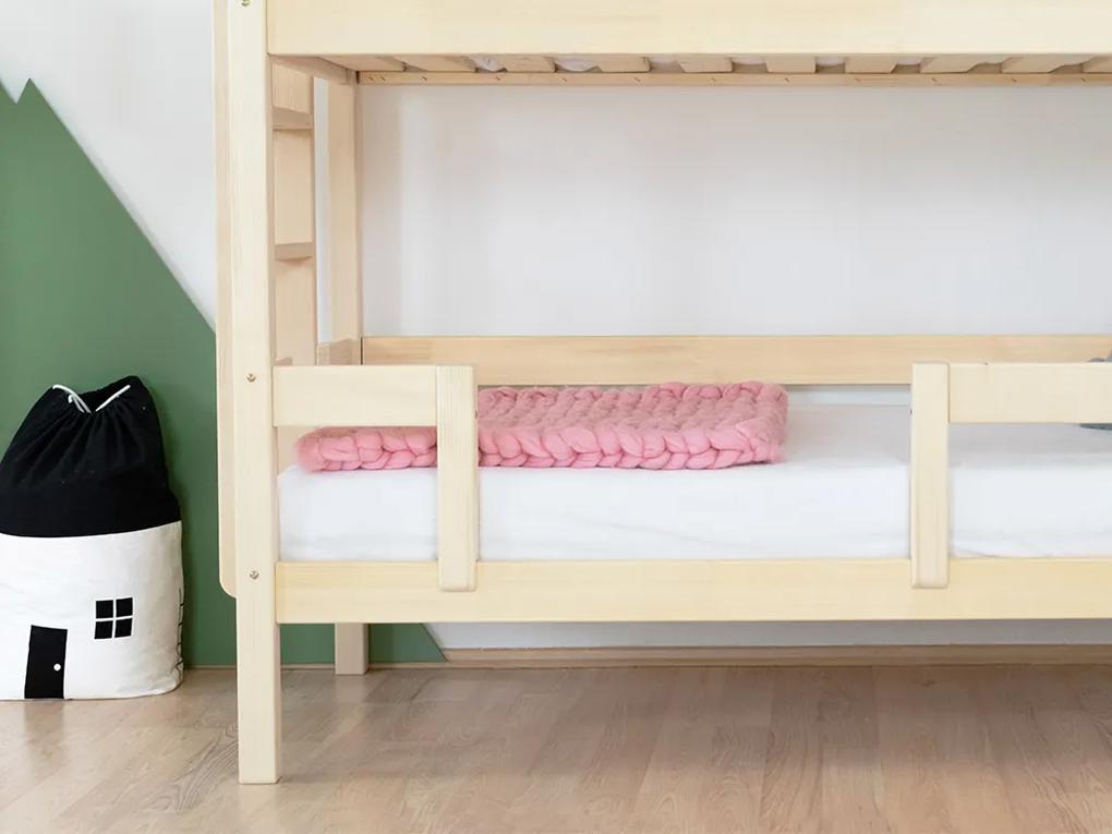 Benlemi Sada: Domečková patrová postel MONTY s dřevěným úložným šuplíkem BUDDY na kolečkách Zvolte barvu: Nelakovaná, Varianta: S roštem